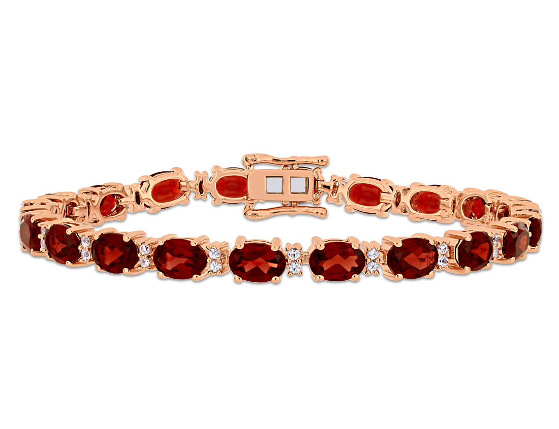 19.00 Carat (ctw) Garnet and White Sapphire Bracelet Pink Sterling ...