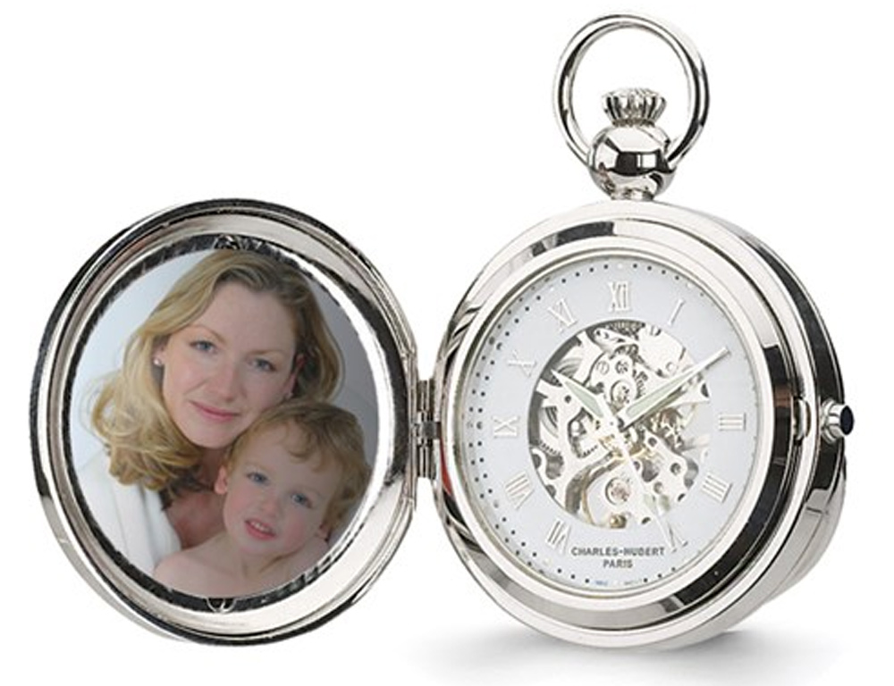 Chrome Finish Brass Photo Insert Pocket Watch 758475895811| eBay