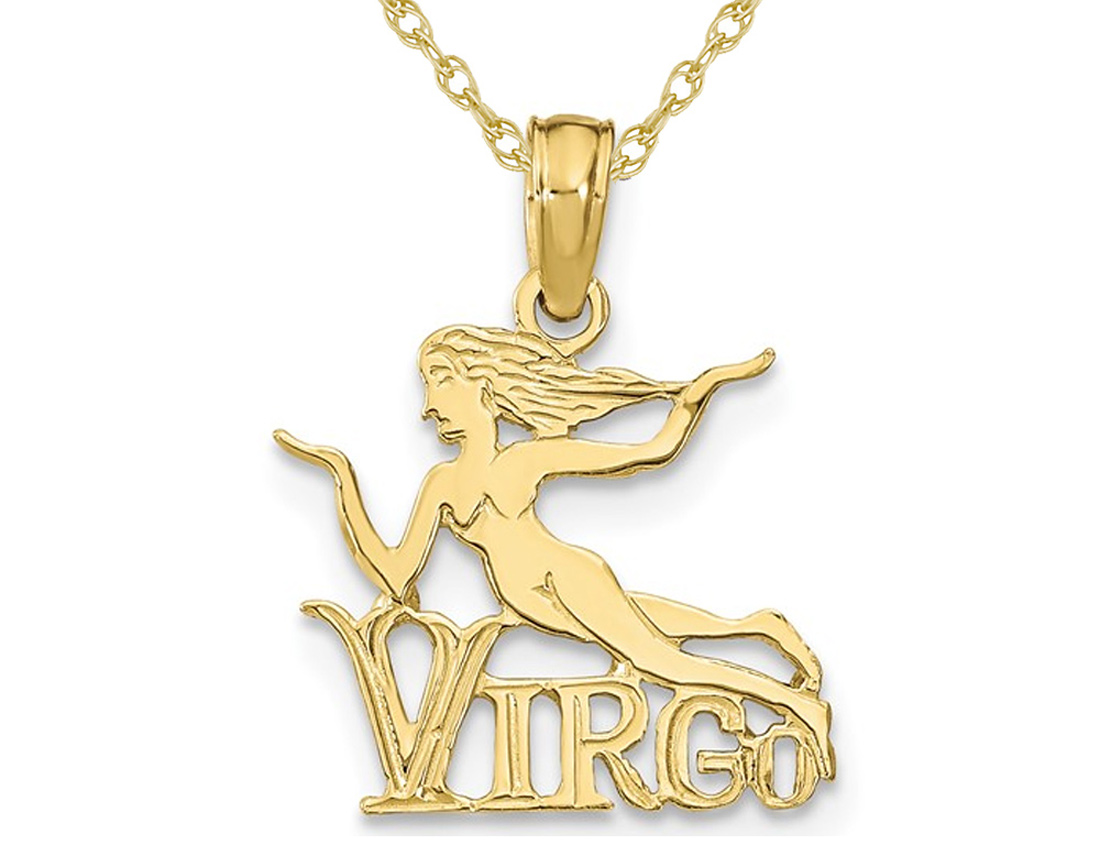10K Yellow Gold VIRGO Charm Astrology Pendant with Chain 758475910262| eBay