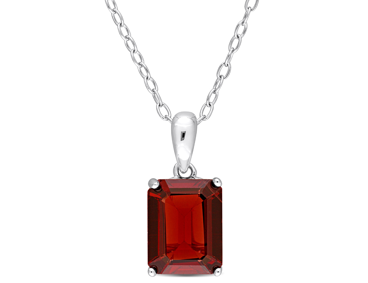 2.50 Carat (ctw) Garnet Octagon Pendant Sterling Silver with Chain ...