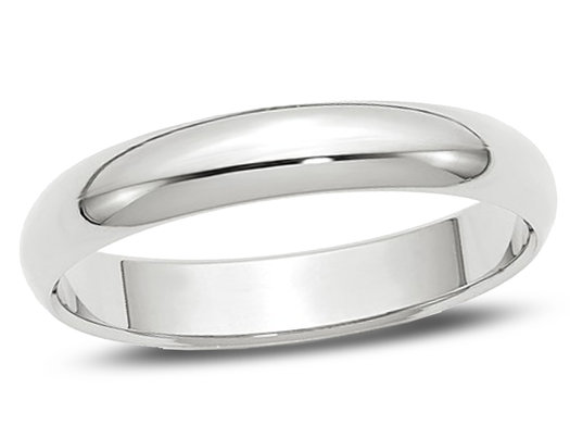 Ladies or Men's 14K White Gold 4mm Wedding Band Ring - Gem & Harmony